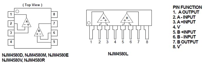 NJM4580 Dual Operational Amplifiers - Nisshinbo | Mouser