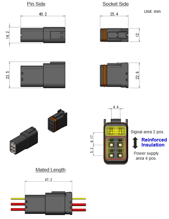 HB01 Waterproof Inline Connectors - JAE | Mouser