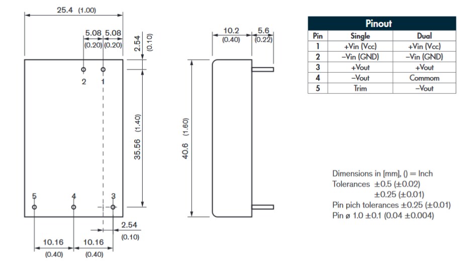 THM-20WI Series DC/DC Converters - TRACO | Mouser