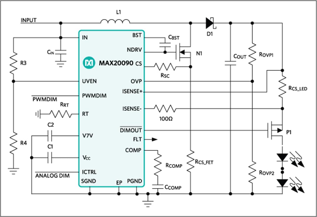 MAX20090 High-Voltage HB LED Controller - Analog Devices / Maxim Integrated | Mouser
