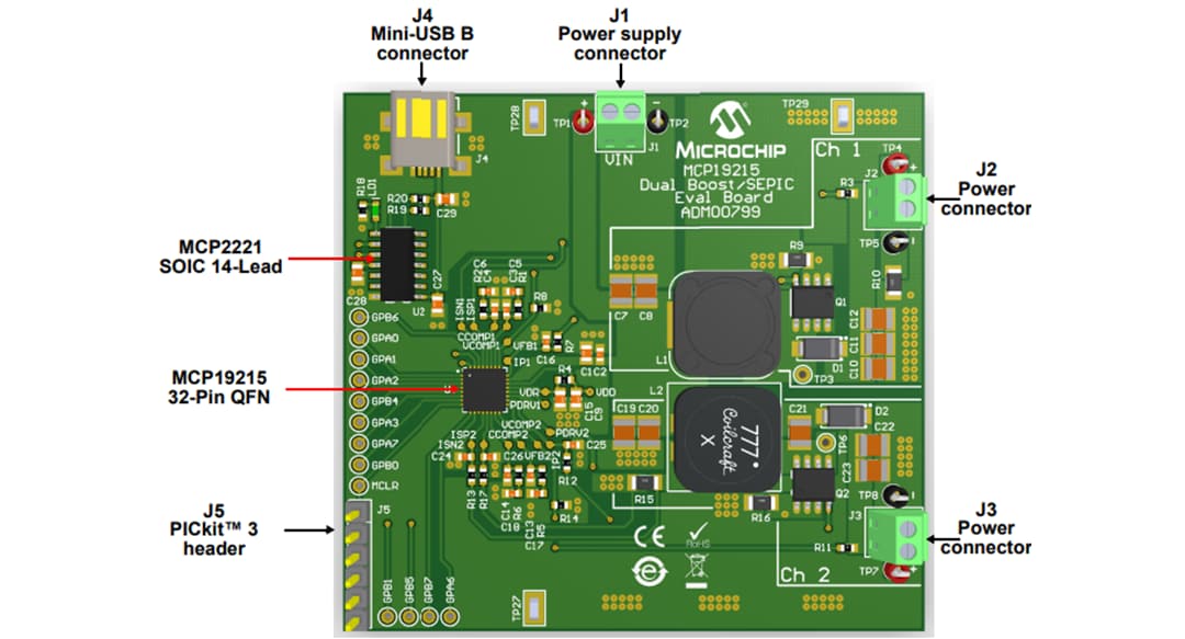 MCP19215 Evaluation Board (ADM00799) - Microchip Technology | Mouser