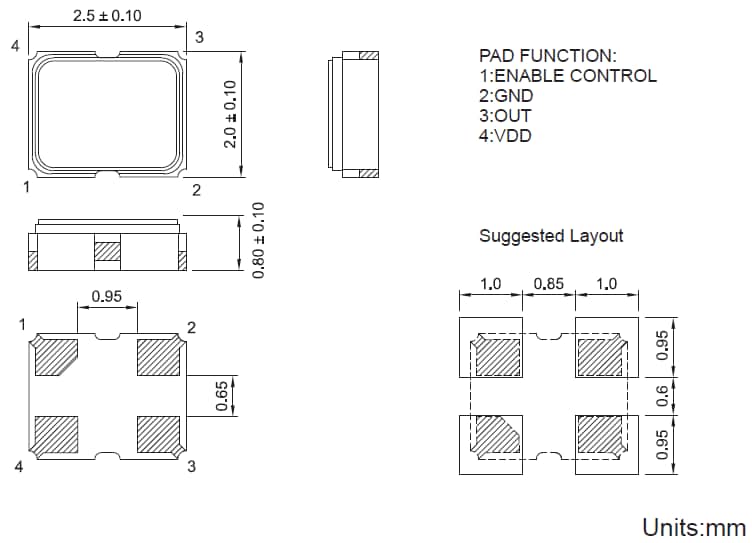 8W 2.5 x 2.0mm SMD CMOS CXO Oscillators - TXC | Mouser