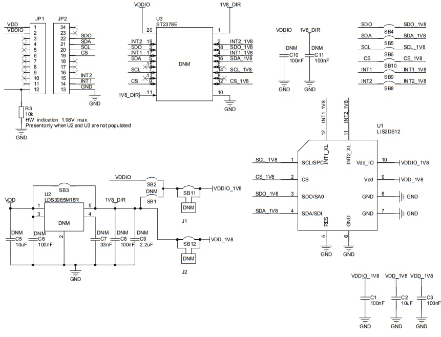 STEVAL-MKI174V1 LIS2DS12 Adapter Board - STMicro | Mouser