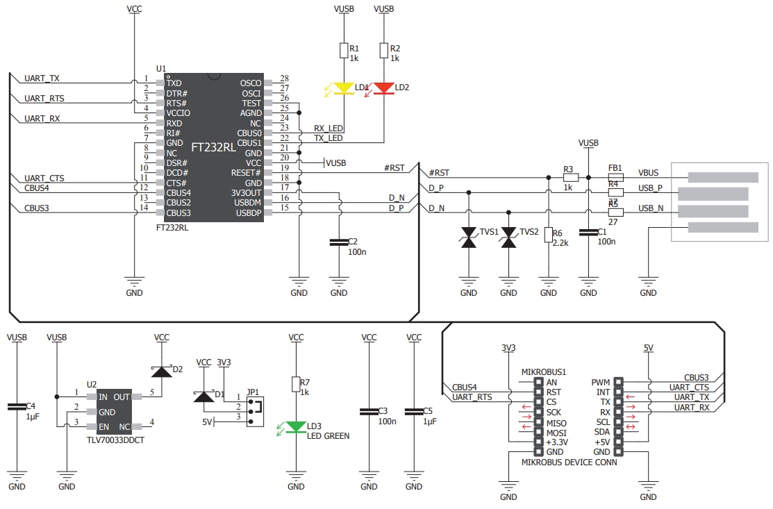 Usb Uart 4 Click Board Mikroe Mouser