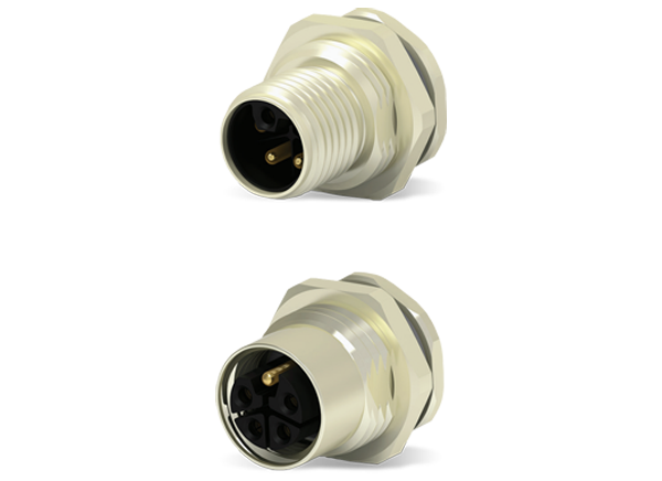 M12 Power L-Code Panel-Mount PCB Connectors - TE | Mouser