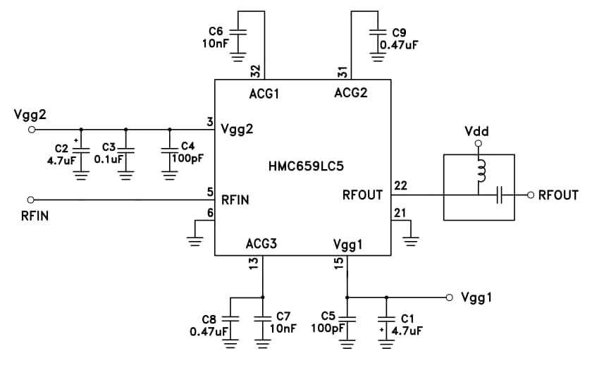HMC659 MMIC PHEMT Power Amplifiers - ADI | Mouser