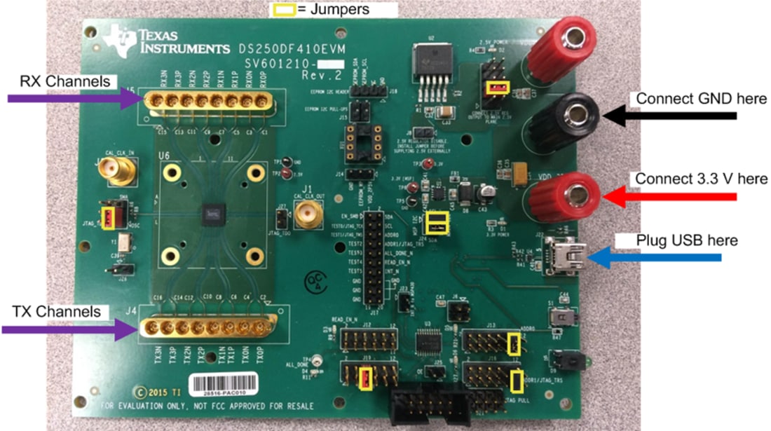DS250DF410EVM Retimer Evaluation Module (EVM) - TI | Mouser