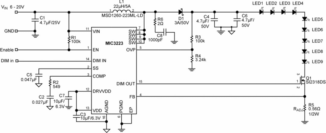 MIC3223 High Power Boost LED Driver - Microchip Technology | Mouser
