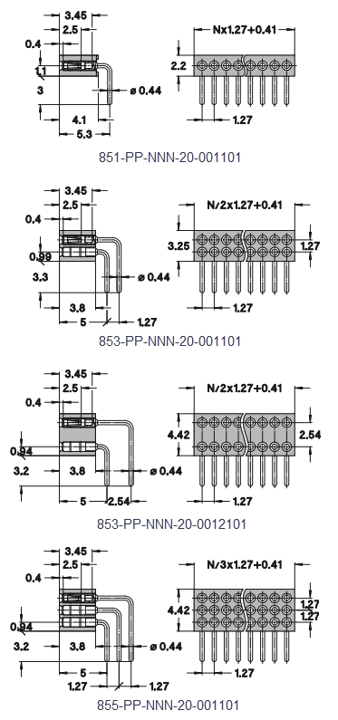 85x Straight Solder Tail PCB Connectors - Preci-dip | Mouser