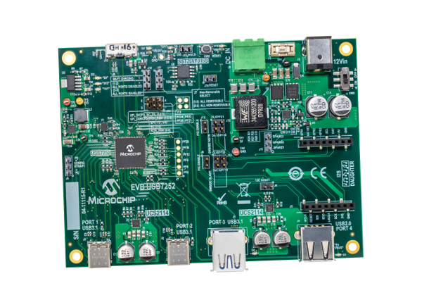 USB7252 4-Port Gen2 SmartHub™ Evaluation Board - Microchip Technology | Mouser