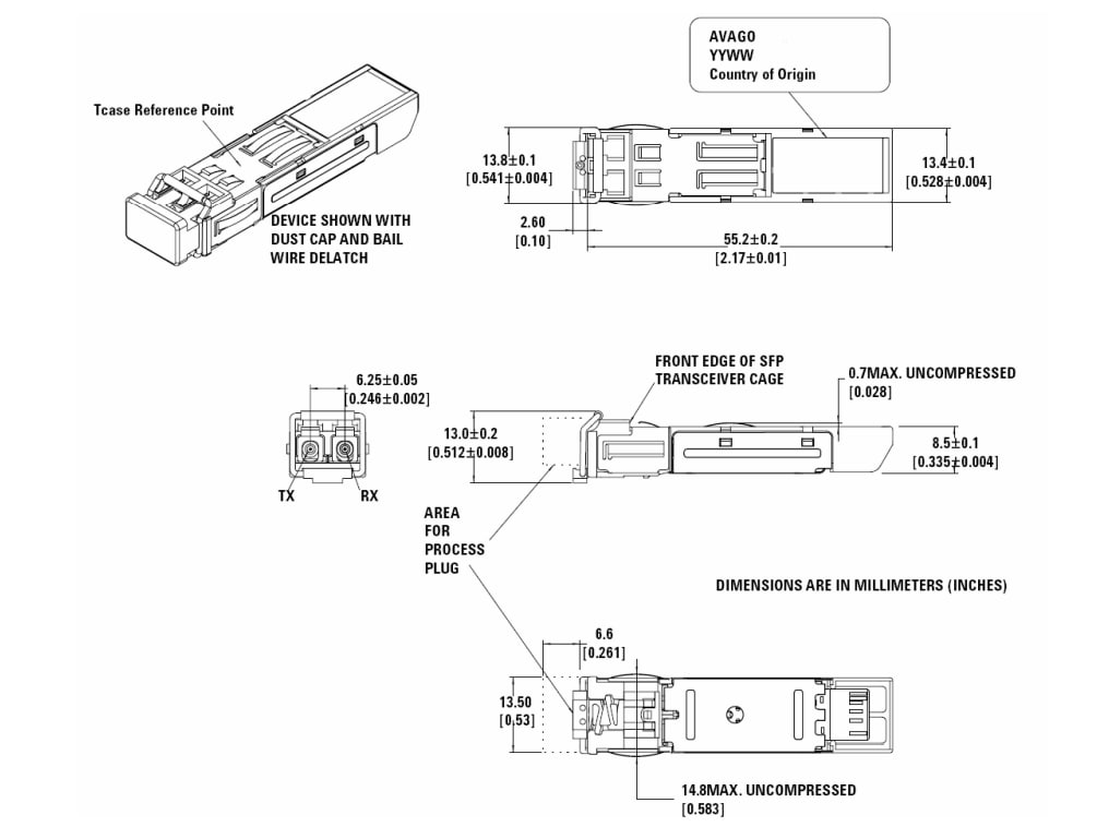 AFBR-57B4APZC LC Duplex SFP Transceiver - Broadcom | Mouser