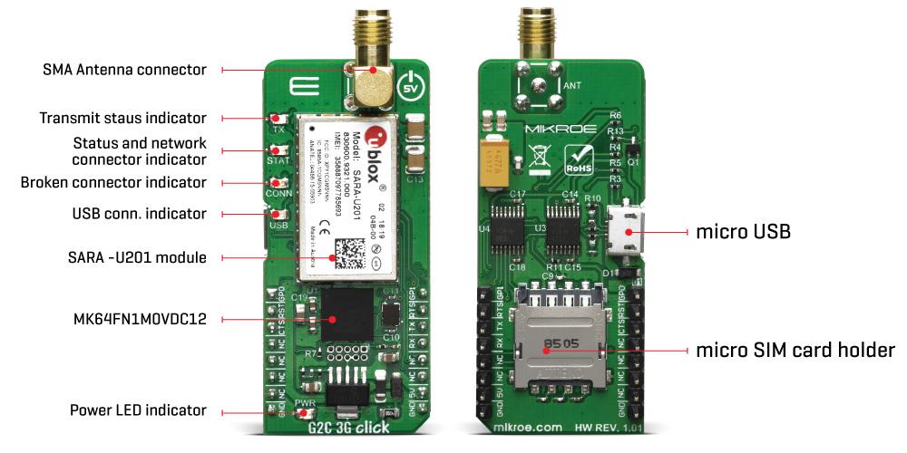 Go to Cloud (G2C) 3G Click - Mikroe | Mouser