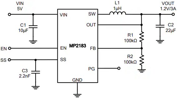 MP2183 3A Synchronous Step-Down Converter - MPS | Mouser