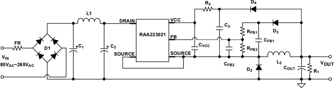 RAA223021 700V Non-Isolated AC-DC Buck Regulator - Renesas | Mouser