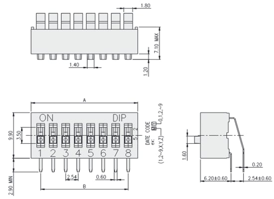 NDA Series DIP Switches - Diptronics | Mouser