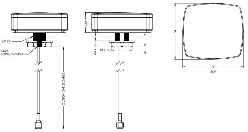 MEA-1400-SM Screw Mount Antenna - Maxtena | Mouser