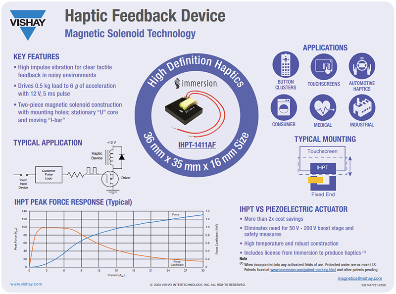 IHPT-1411AF-ABx Haptic Feedback Actuators - Vishay / Dale | Mouser
