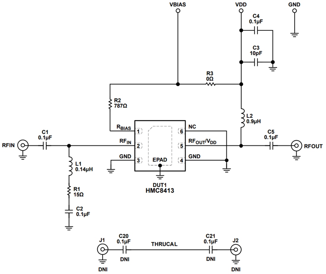 EV1HMC8413LP2F Amplifier Evaluation Board - ADI | Mouser