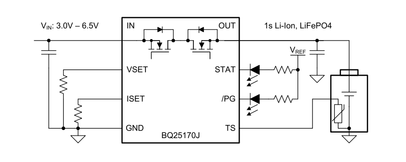 BQ25170J 800mA Linear Battery Charger - TI | Mouser