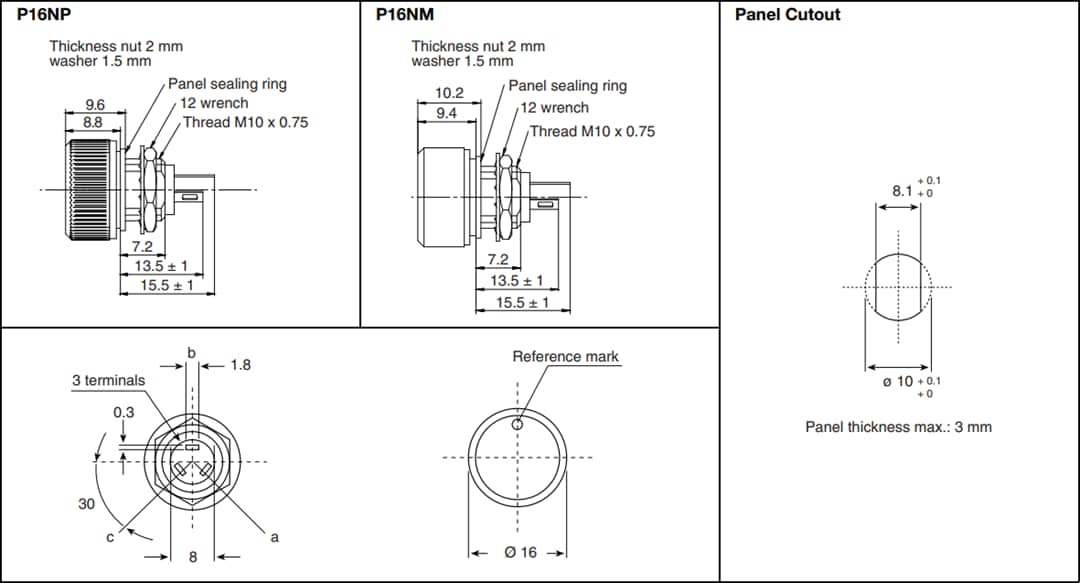 P16 & PA16 Compact Knob Potentiometers - Vishay / Sfernice | Mouser