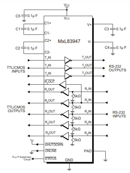 MxL83947 RS-232 Transceiver - MaxLinear | Mouser