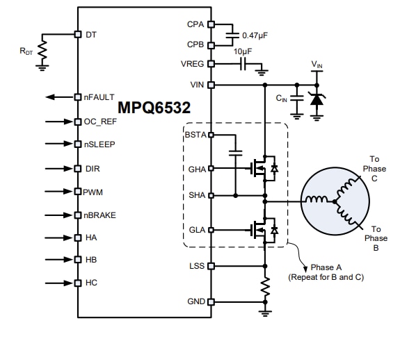 MPQ6532 Three-Phase Brushless DC Motor Pre-Drivers - MPS | Mouser