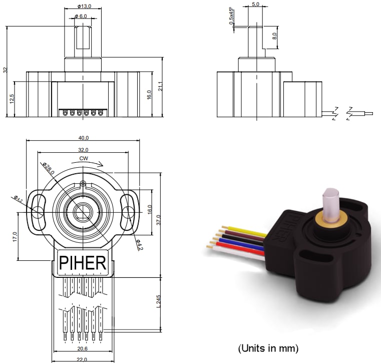PSCM Multiturn Rotary Sensors - Piher | Mouser