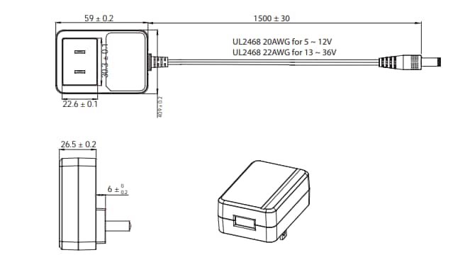 QFWB-20 Wall Mount Power Supplies - Qualtek Electronics | Mouser