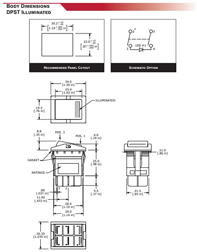 RB5 Rocker Switches - E-Switch | Mouser