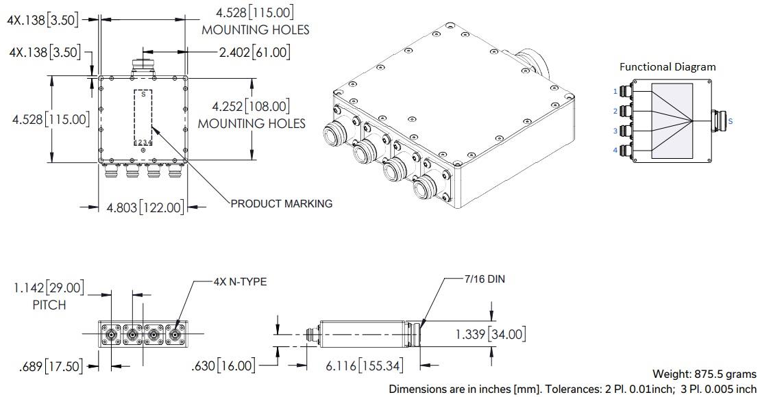 COM-2G42G51K0+ 4-Ways Power Splitter - Mini-Circuits | Mouser