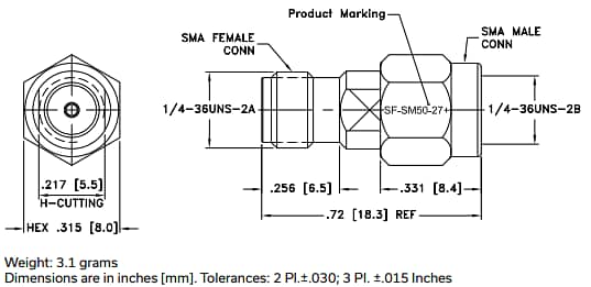 SF-SM50-27+ SMA-Female to SMA-Male Coaxial Adapter - Mini-Circuits | Mouser