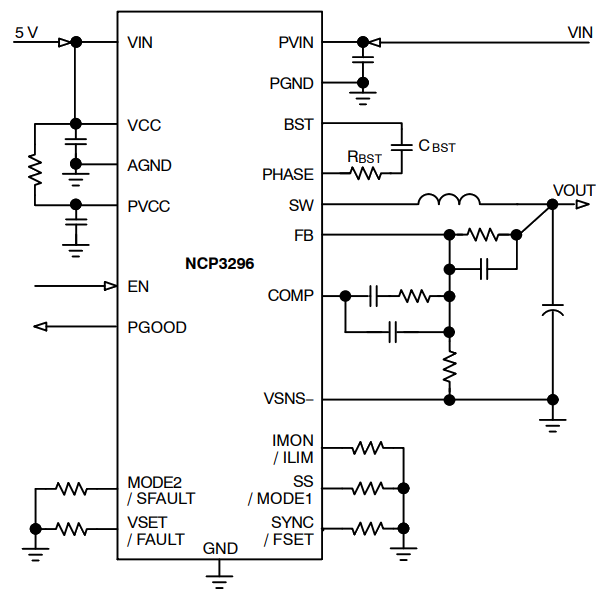 NCP3296 Stackable Synchronous Buck Regulator - onsemi | Mouser