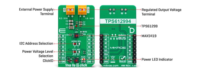 MIKROE-6076 Step Up 2 Click - Mikroe | Mouser