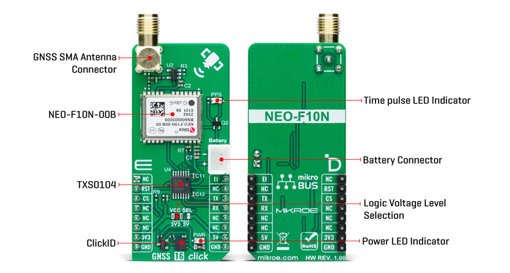 MIKROE-6129 GNSS 16 Click - Mikroe | Mouser