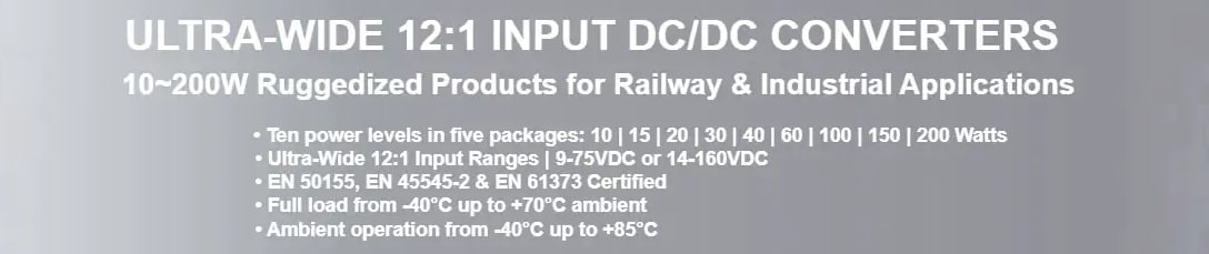 Railway & Harsh Industrial 12:1 DC/DC Converters - TRACO | Mouser
