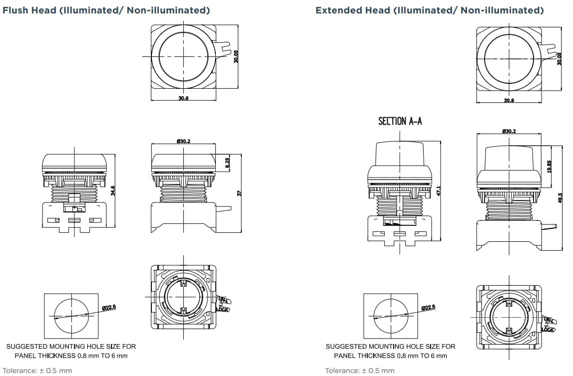 IPE Push Button Switches - TE Connectivity / Alcoswitch | Mouser