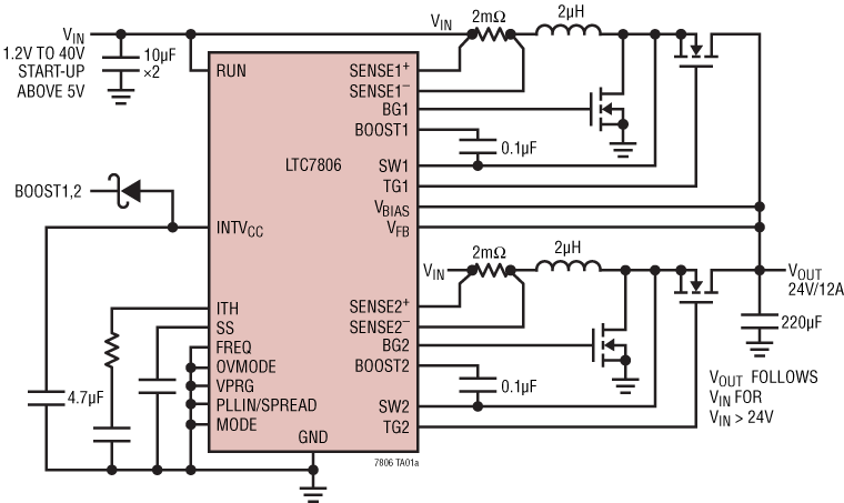 LTC7806 2-Phase Synchronous Boost Controllers - ADI | Mouser