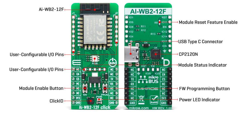 MIKROE-5983 Ai-WB2-12F Click - Mikroe | Mouser