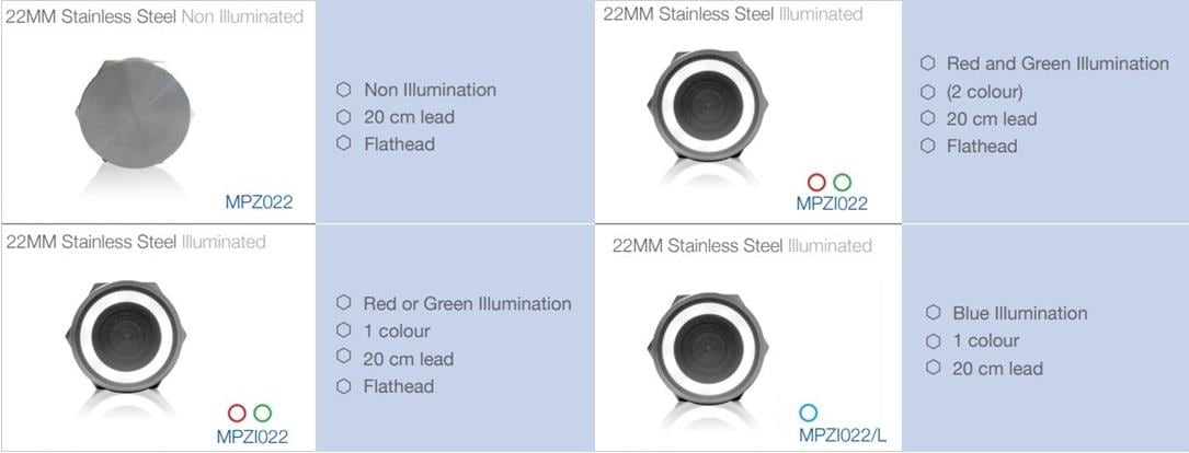 MPZ Series Piezo Switches - Bulgin | Mouser