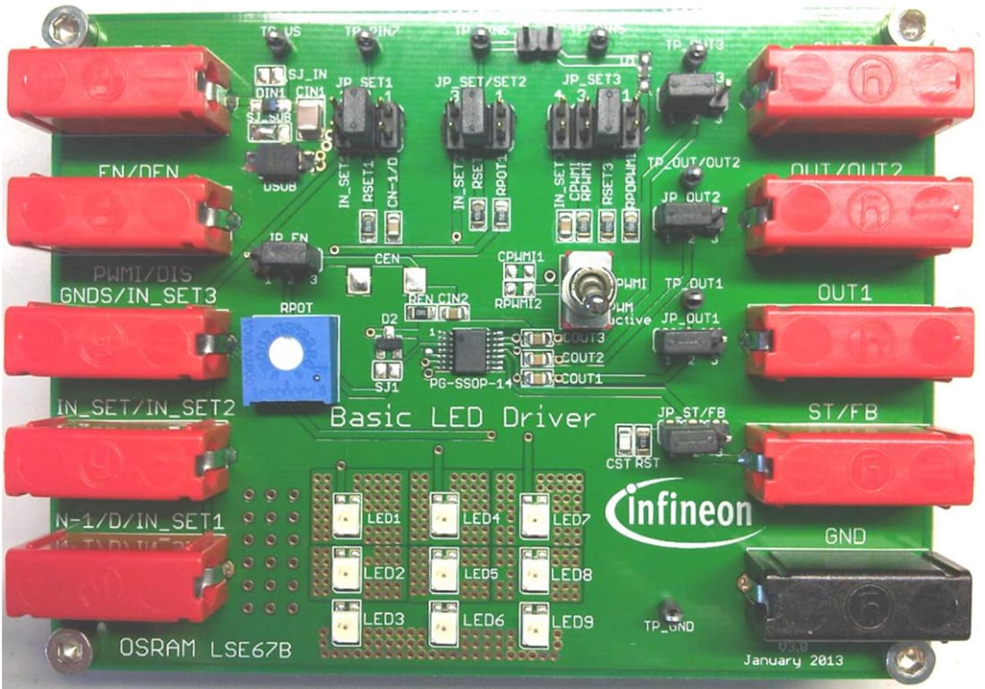 DEMOBOARDTLD1314EL LED Driver Demo Board - Infineon Technologies | Mouser