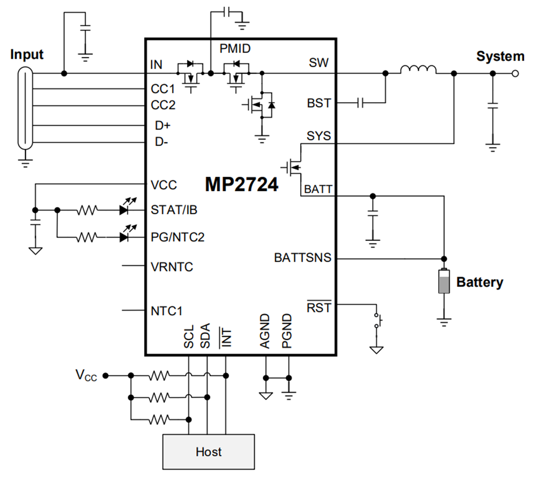 MP2724 I2C Controlled Buck Charger - MPS | Mouser