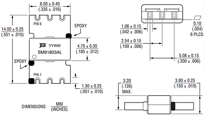 SM91803AL-E AEC-Q200 BMS Signal Transformers - Bourns | Mouser
