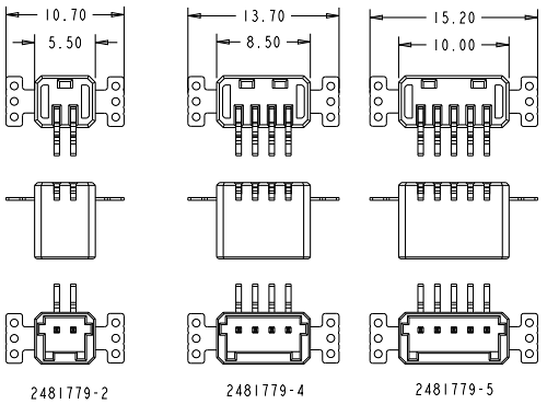 Mini CT Low-Profile Inverted Through-Board Headers - TE | Mouser