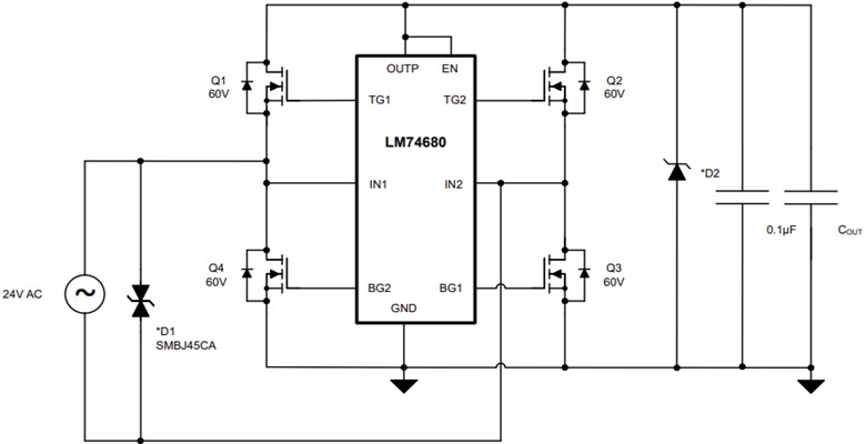 LM74680 Ideal Diode Bridge Controller - TI | Mouser