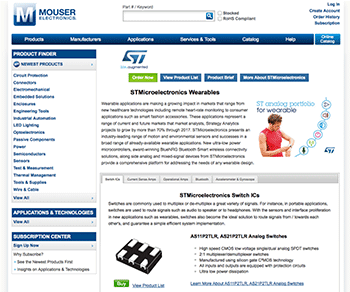 New STMicroelectronics Wearables Technology Site at Mouser.com