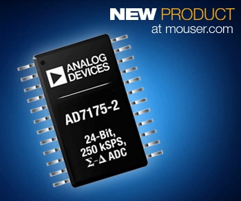 Analog Devices AD7175-2 Sigma-Delta Rail to Rail ADC Available at Mouser